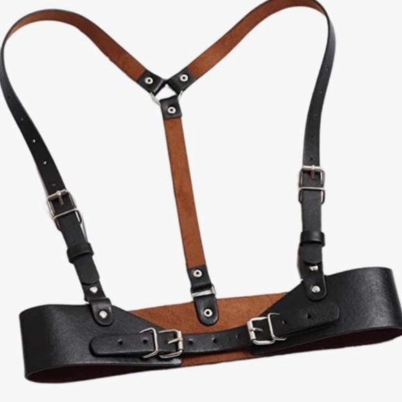 Boutique | Accessories | Waist Body Chain Black Leather Goth Belt ...